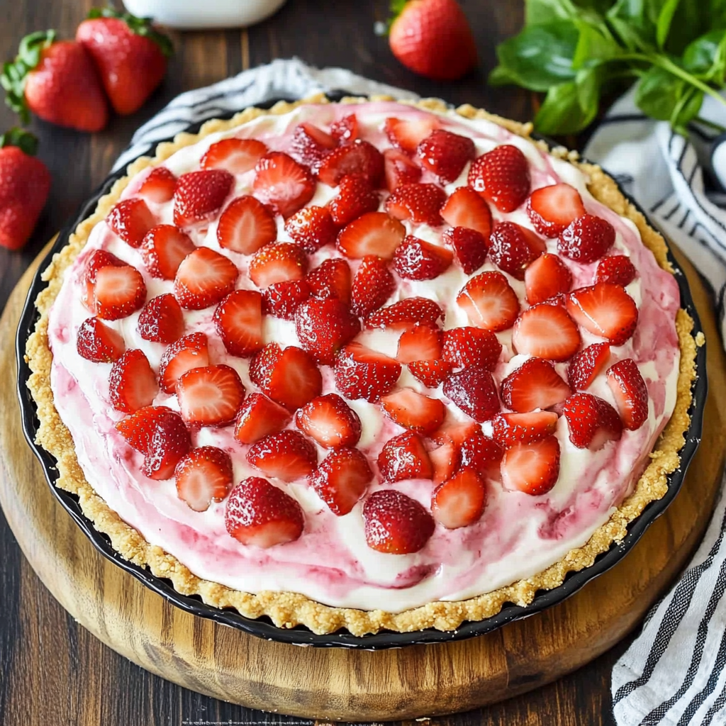 No-Bake Strawberry Cream Cheese Pie - easyflavorhaven.com