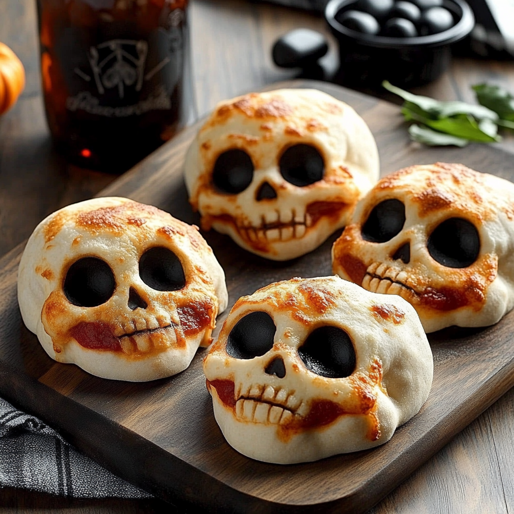 Cheesy Halloween Pizza Skulls - easyflavorhaven.com